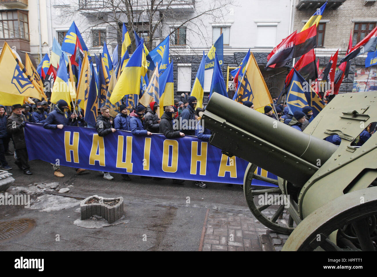 Kiev, Ukraine. 22nd Feb, 2017. Ukrainian activists from nationalists ...