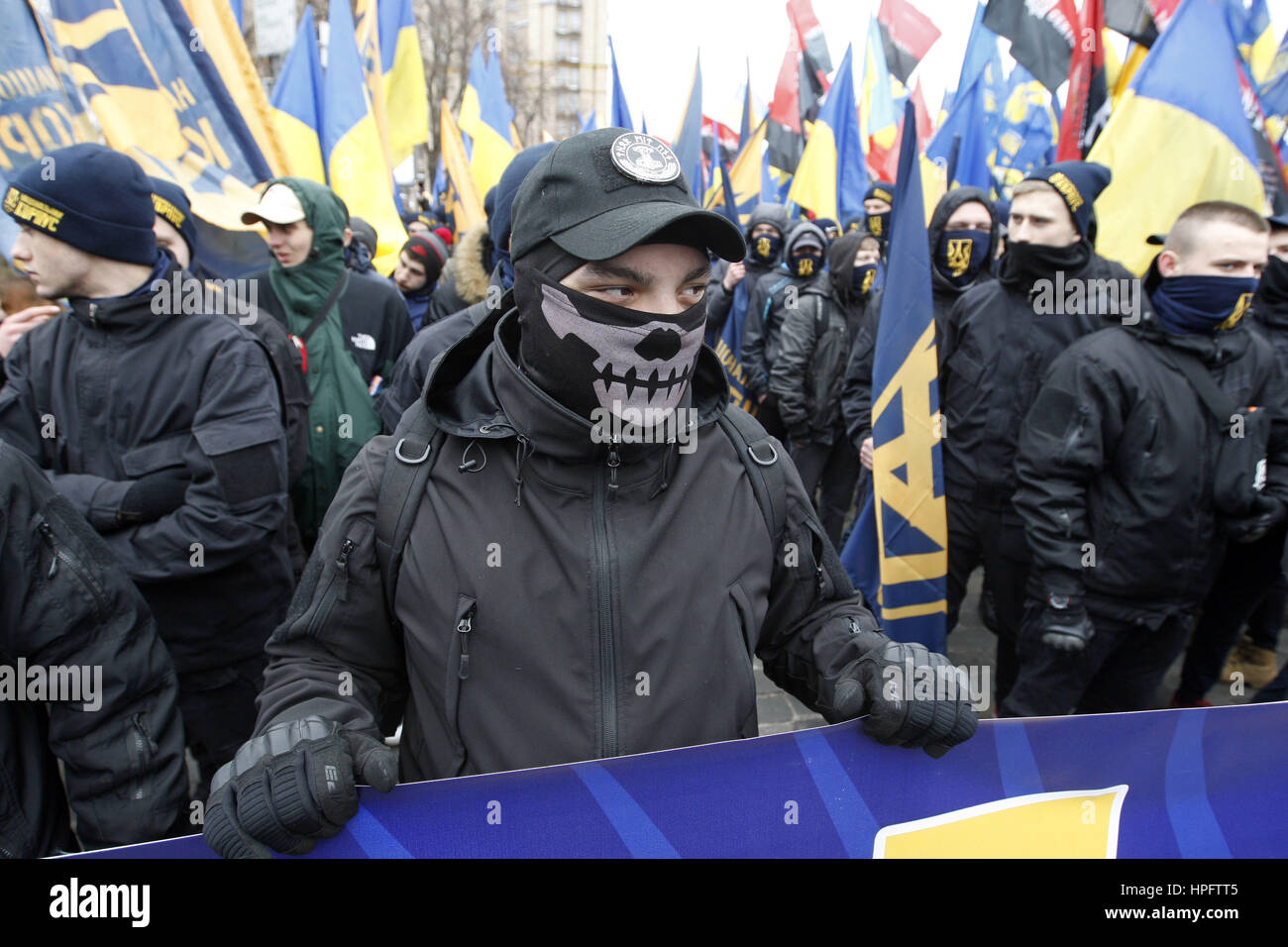 Kiev, Ukraine. 22nd Feb, 2017. Ukrainian activists from nationalists ...