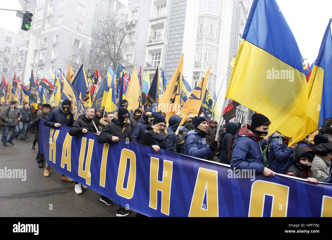 Kiev, Ukraine. 22nd Feb, 2017. Ukrainian activists from nationalists ...