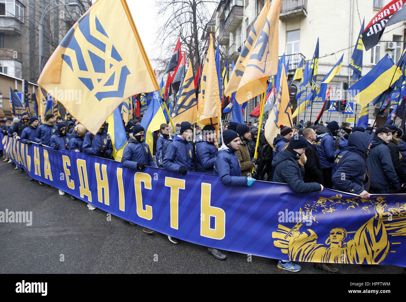 Kiev, Ukraine. 22nd Feb, 2017. Ukrainian activists from nationalists ...