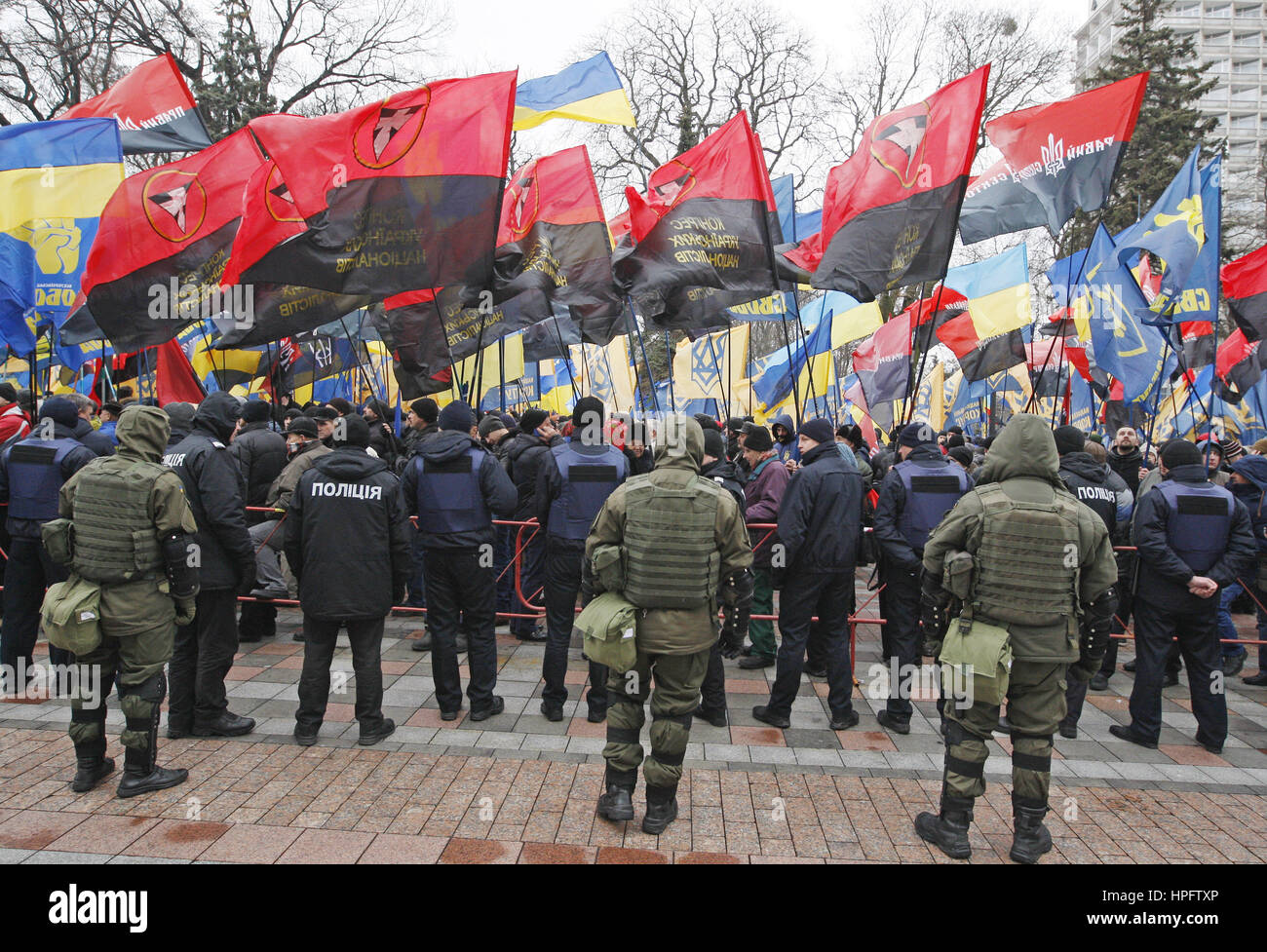 Kiev, Ukraine. 22nd Feb, 2017. Ukrainian activists from nationalists ...