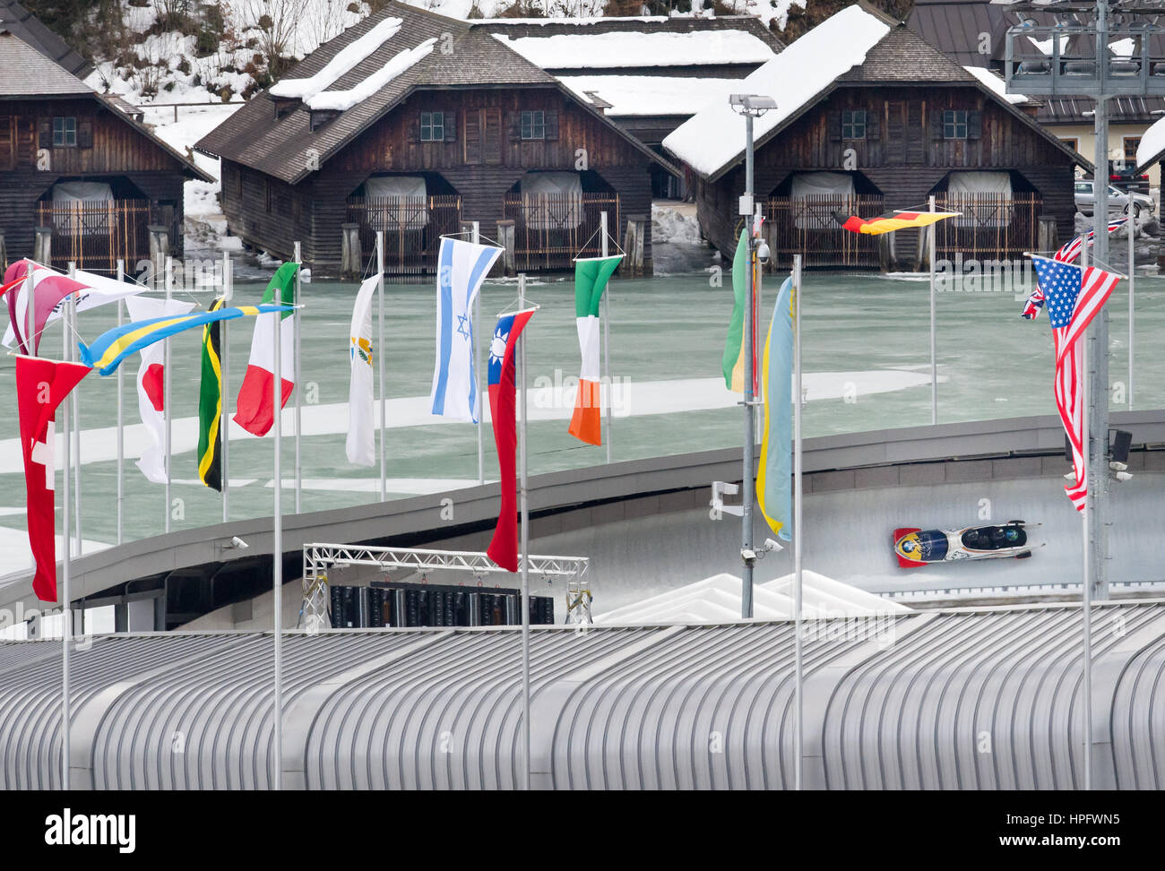Schoenau Am Koenigssee, Germany. 22nd Feb, 2017. The four-person Bob ...