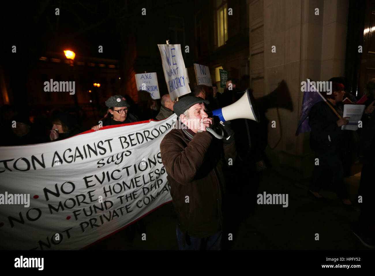 Megaphone stop man protest hi-res stock photography and images - Alamy