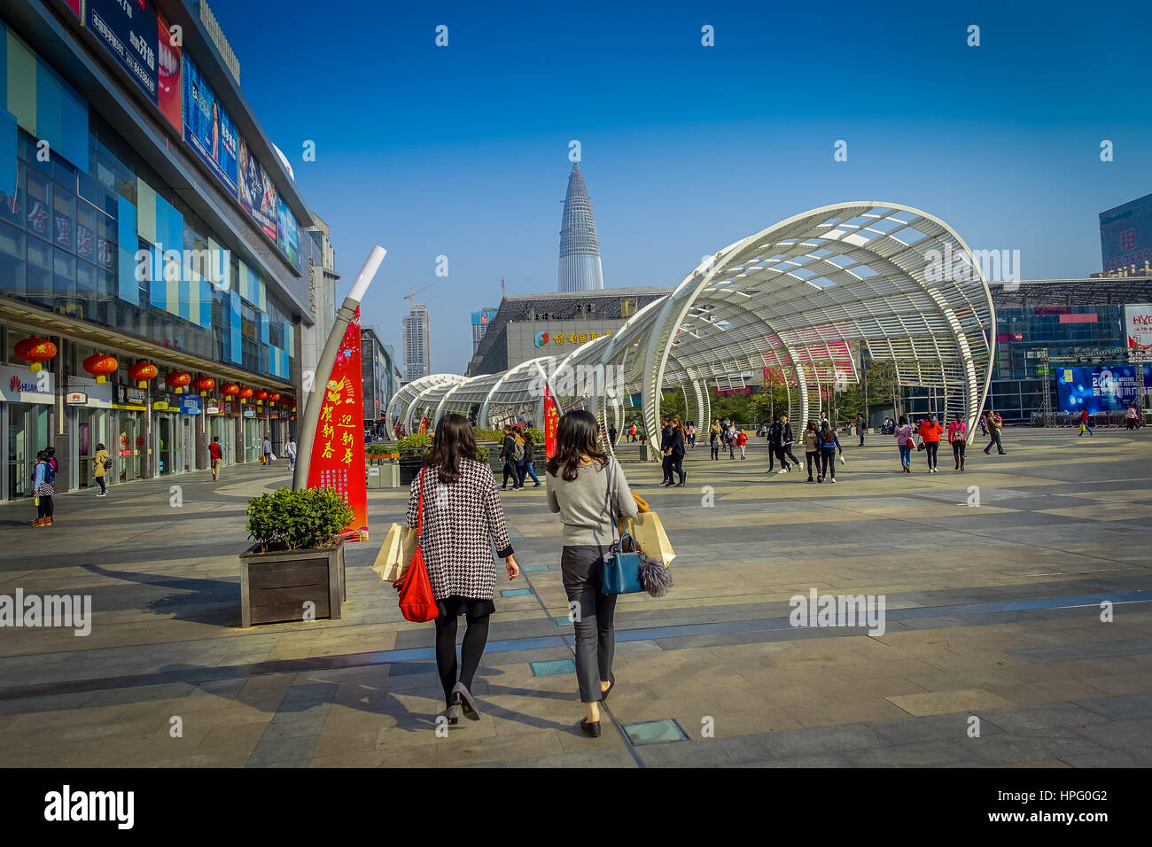 SHENZEN, CHINA - 29 JANUARY, 2017: Inner city streets and sorroundings ...