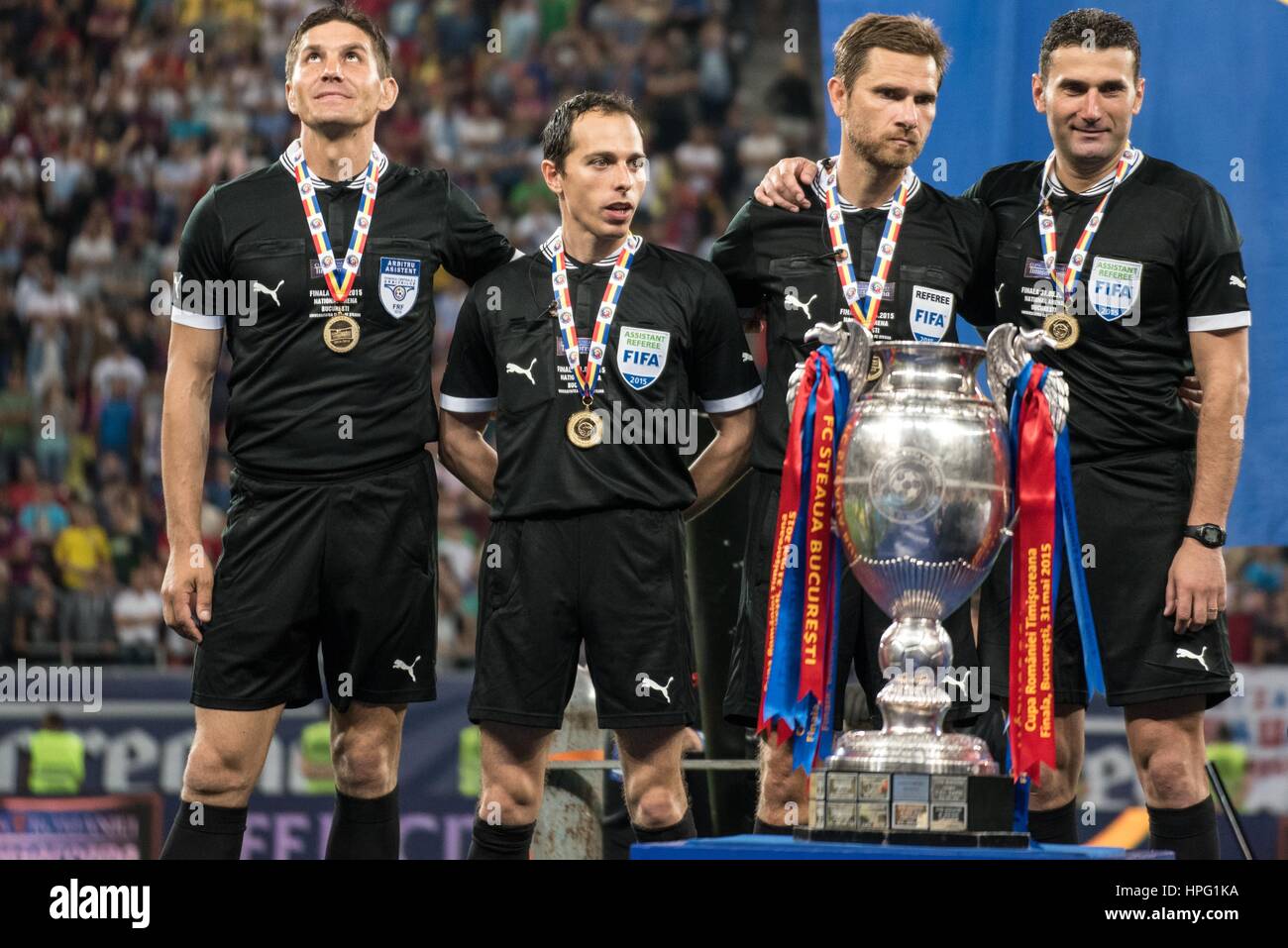 May 31, 2015: The referee team at the end of the Cupa Romaniei ...