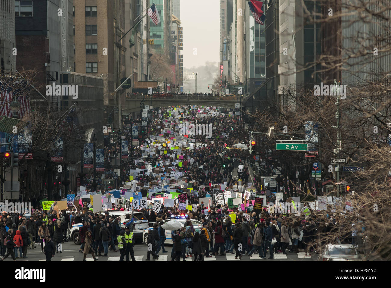 Women's March on NYC - Views from the march along 42nd Street Featuring ...