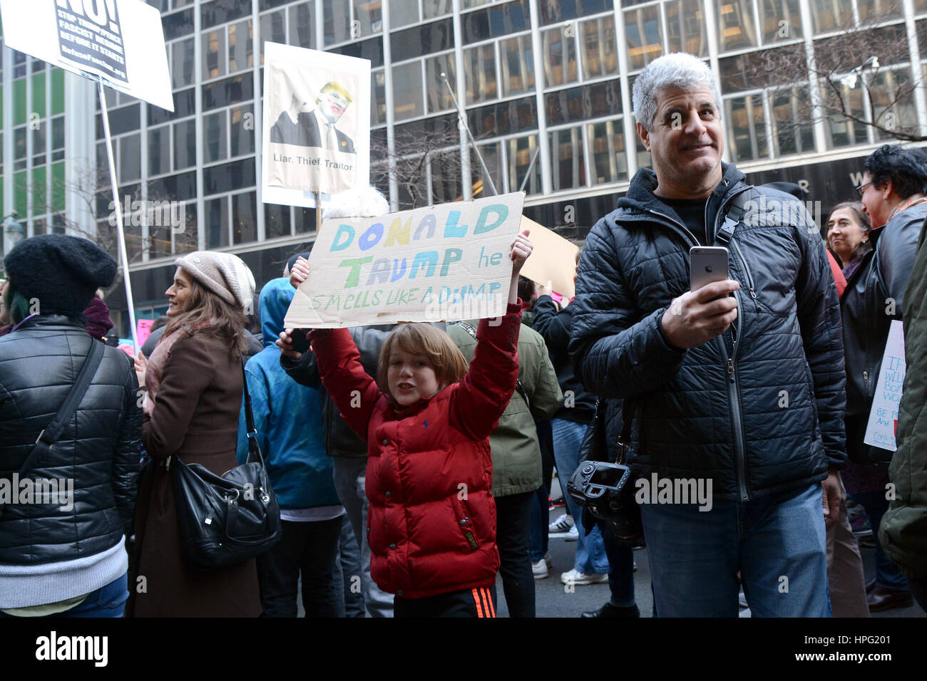 Women's March on NYC - Views from the march along 42nd Street Featuring ...