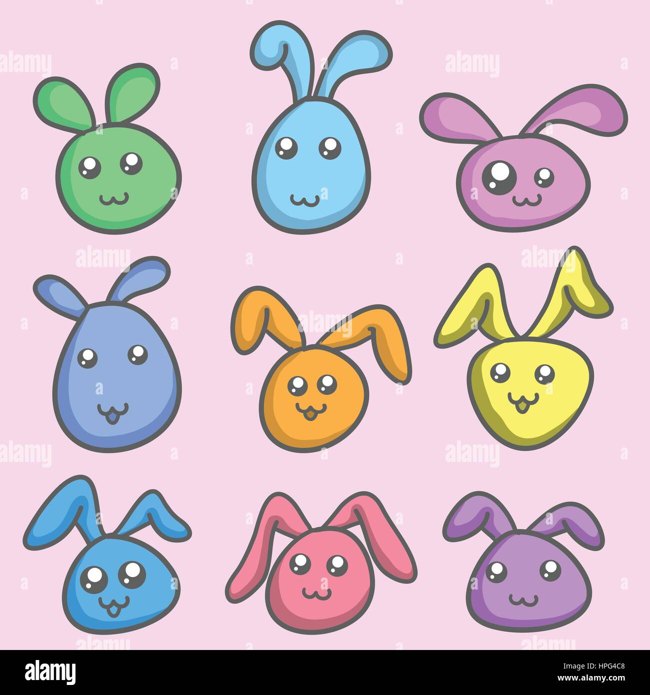 Bunny set colorful collection stock Stock Vector Image & Art - Alamy