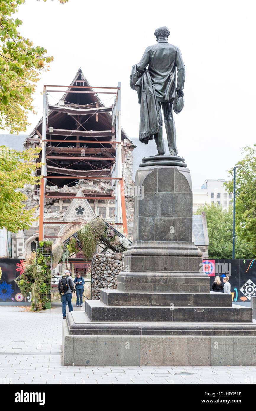 Christchurch new zealand cathedral square people hi-res stock ...