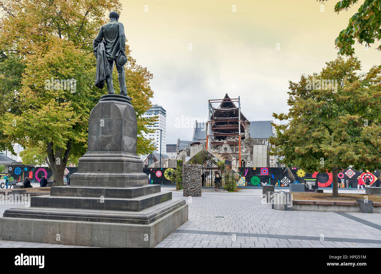 Christchurch new zealand cathedral square people hi-res stock ...
