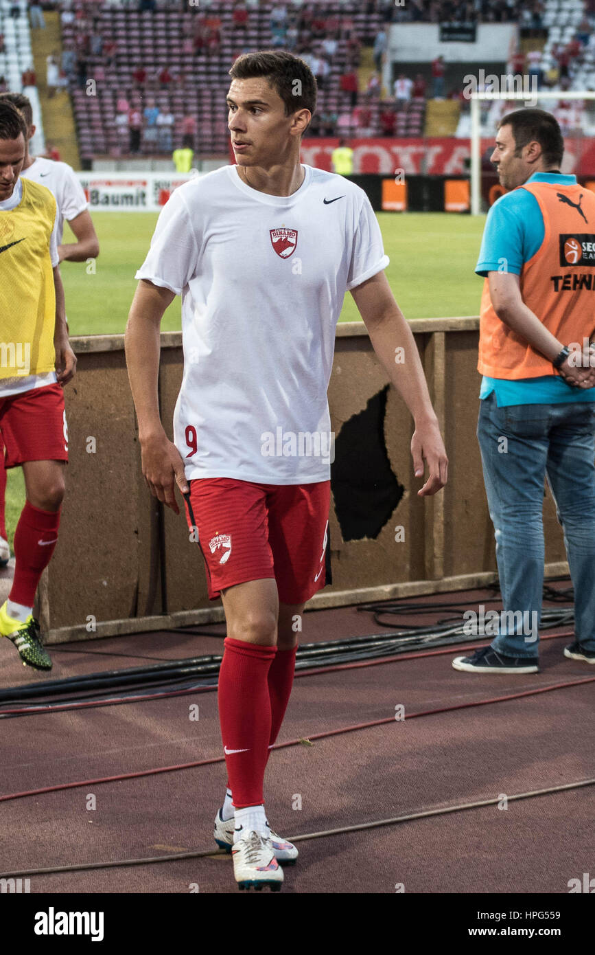July 17, 2015: Dorin Rotariu #9 of Dinamo Bucharest warming up before ...