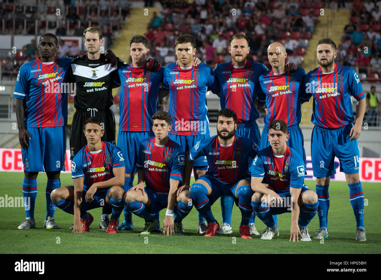 July 23, 2015: Inverness Team at the begining of the UEFA Europa League ...