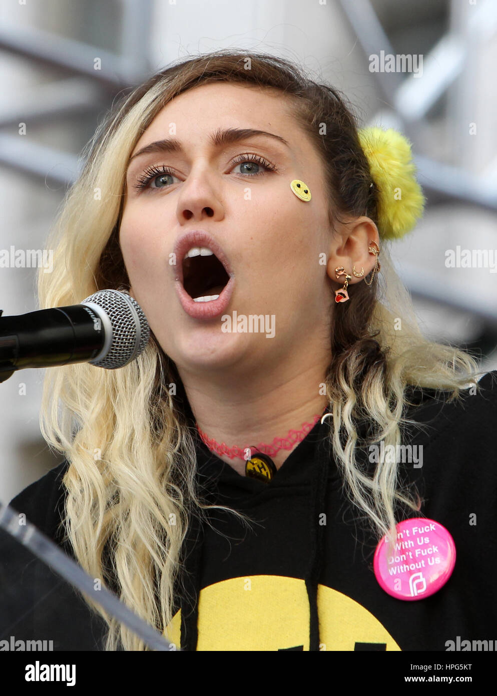 Women's March in Los Angeles, California Featuring: Miley Cyrus Where ...