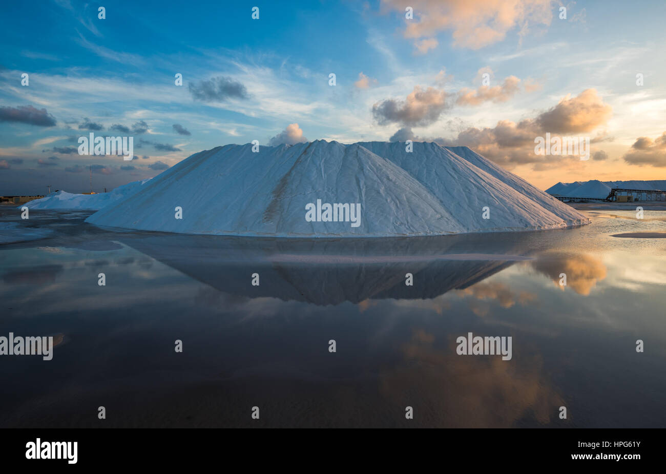 Natural sea salt producing in Las Coloradas, Yucatan, Mexico Stock ...