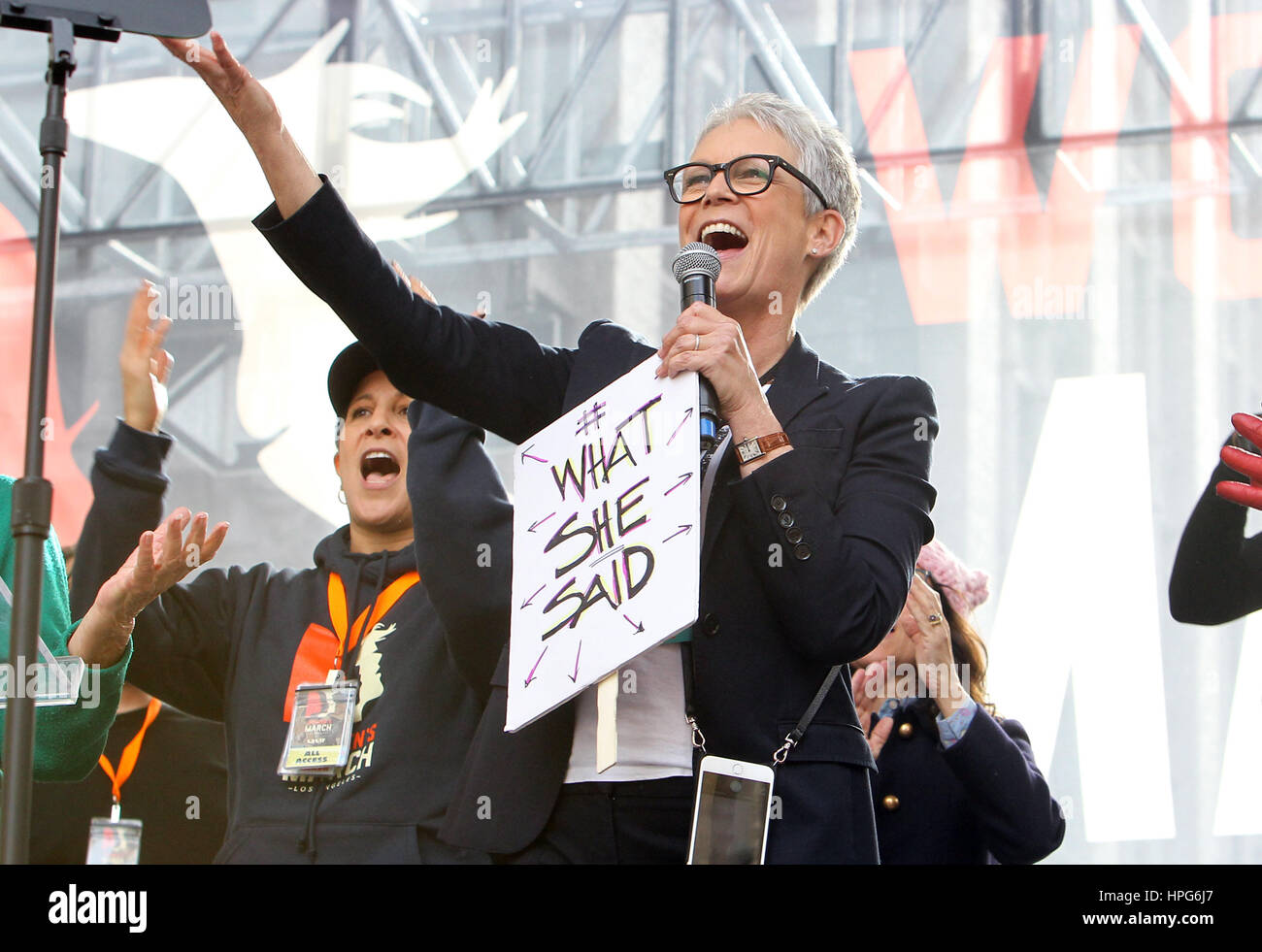 Women's March in Los Angeles, California Featuring: Jamie Lee Curtis ...