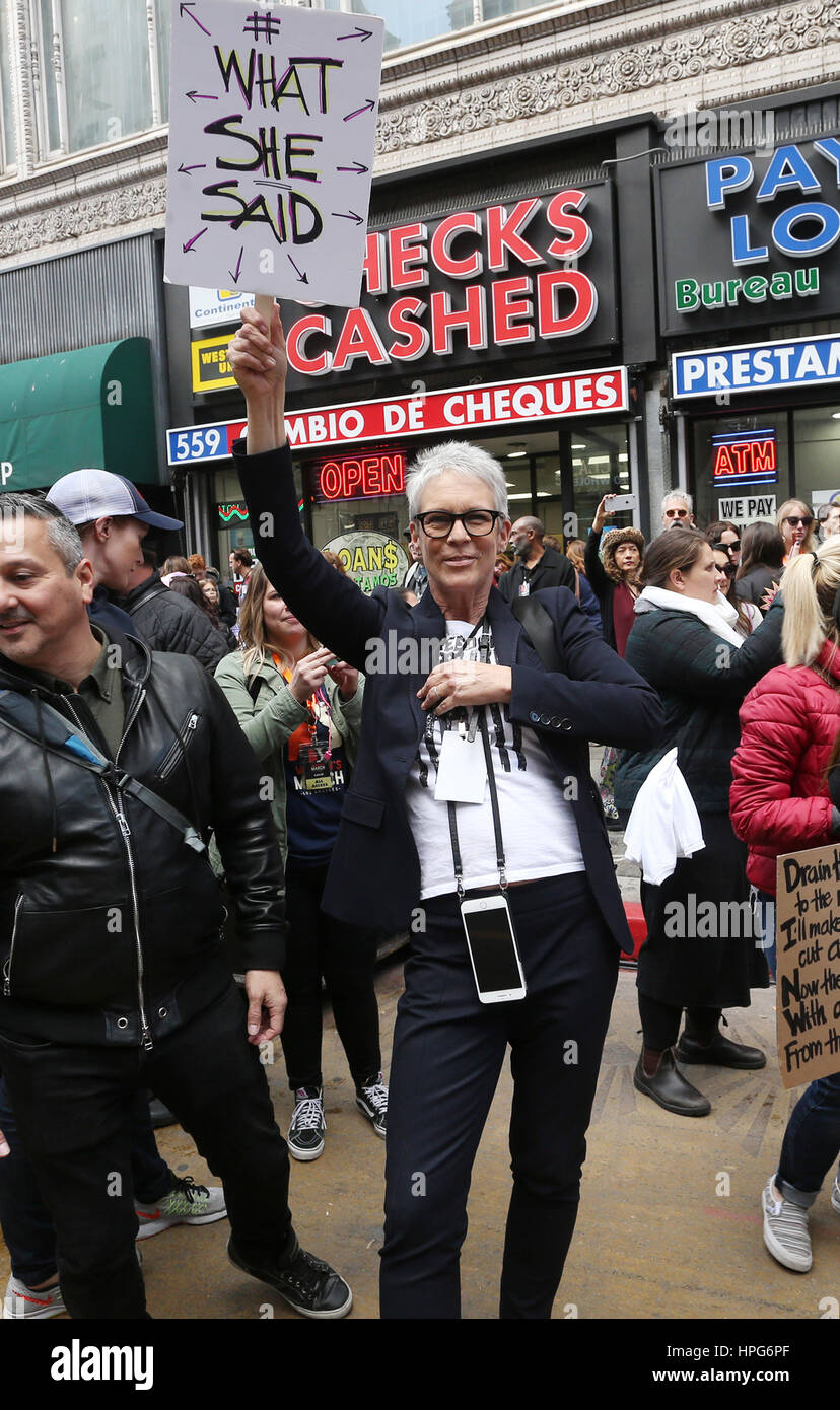 Women's March in Los Angeles, California Featuring: Jamie Lee Curtis ...