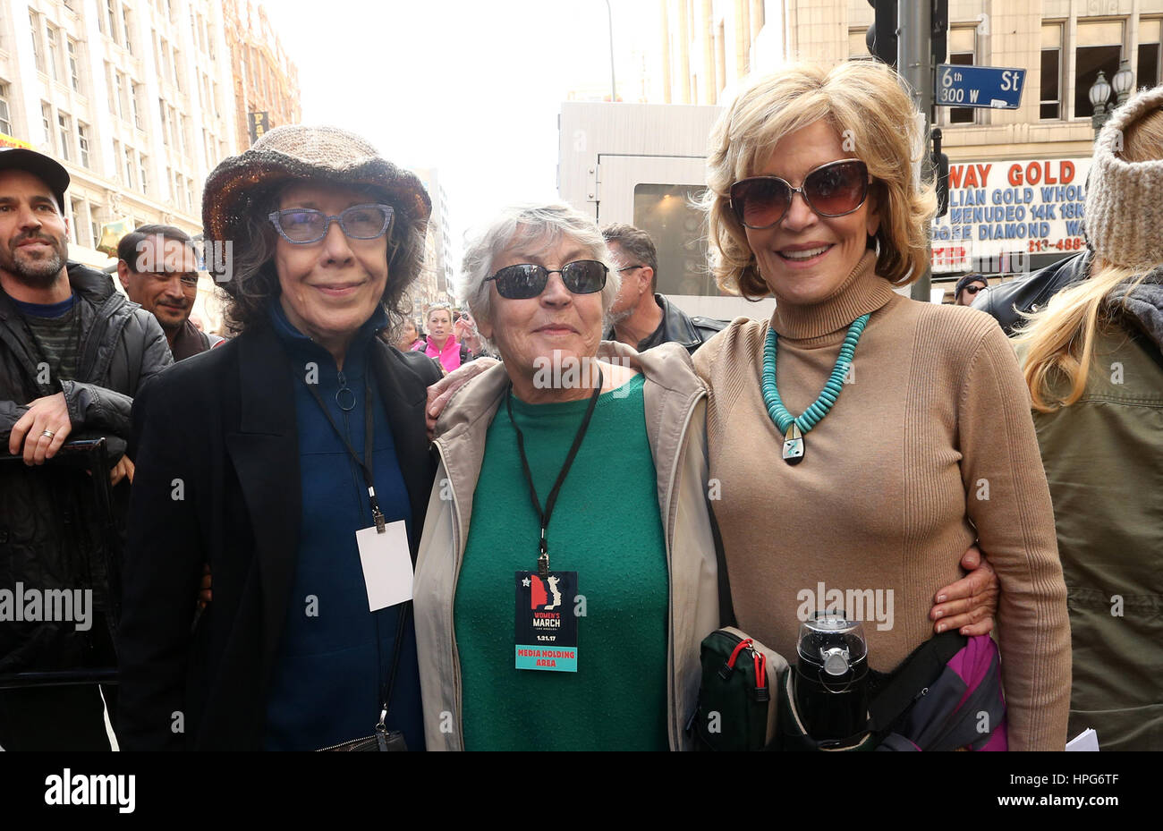 Women's March in Los Angeles, California Featuring: Lily Tomlin, Helen ...