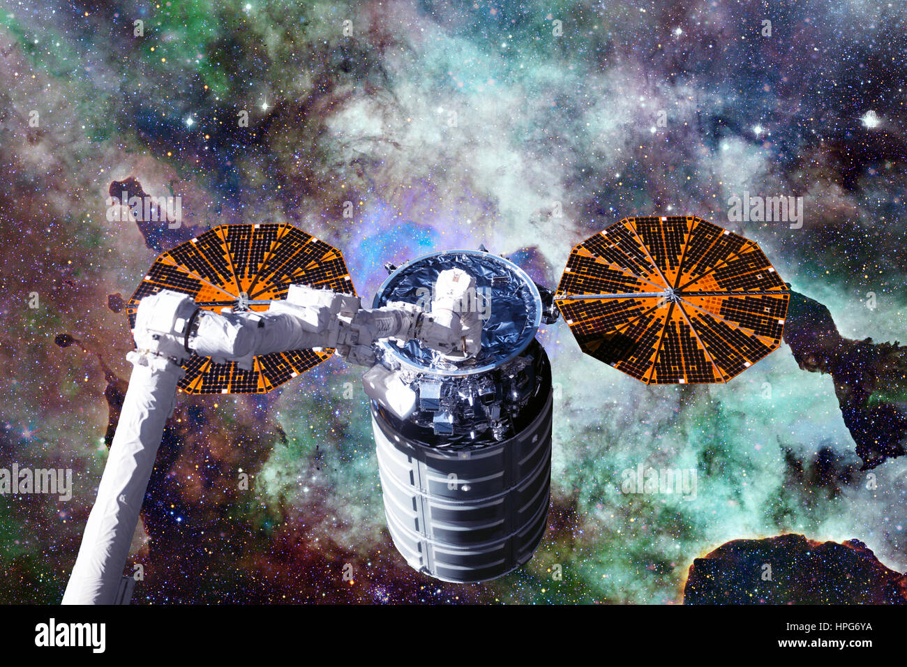 Cargo spacecraft - The Automated Transfer Vehicle over spiral galaxy ...
