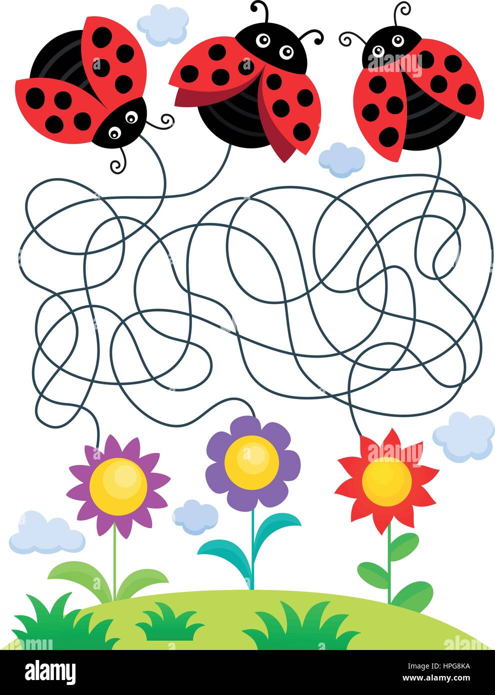 Ladybirds garden Stock Vector Images - Alamy