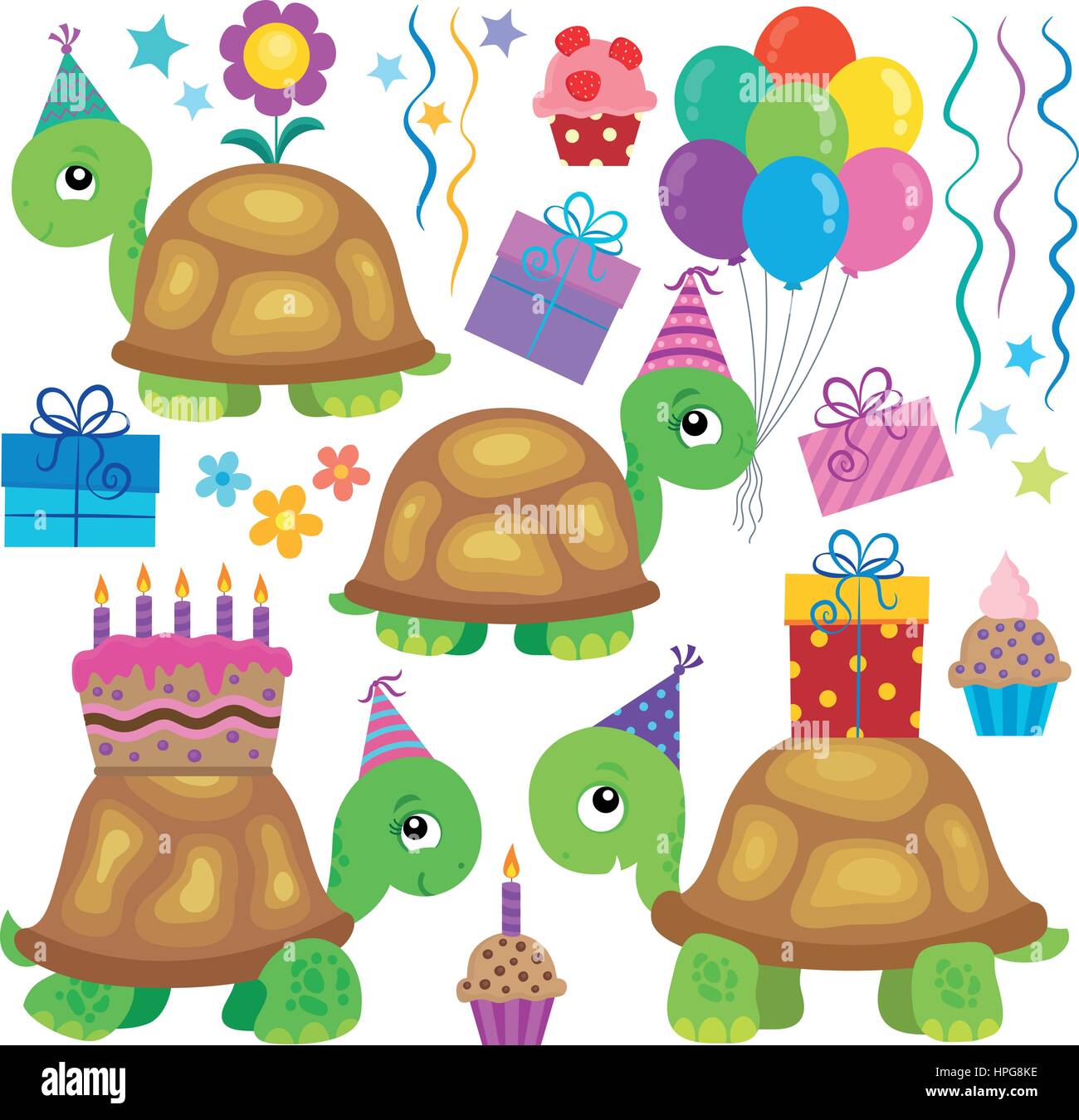 Party turtles theme image 2 - eps10 vector illustration Stock Vector ...
