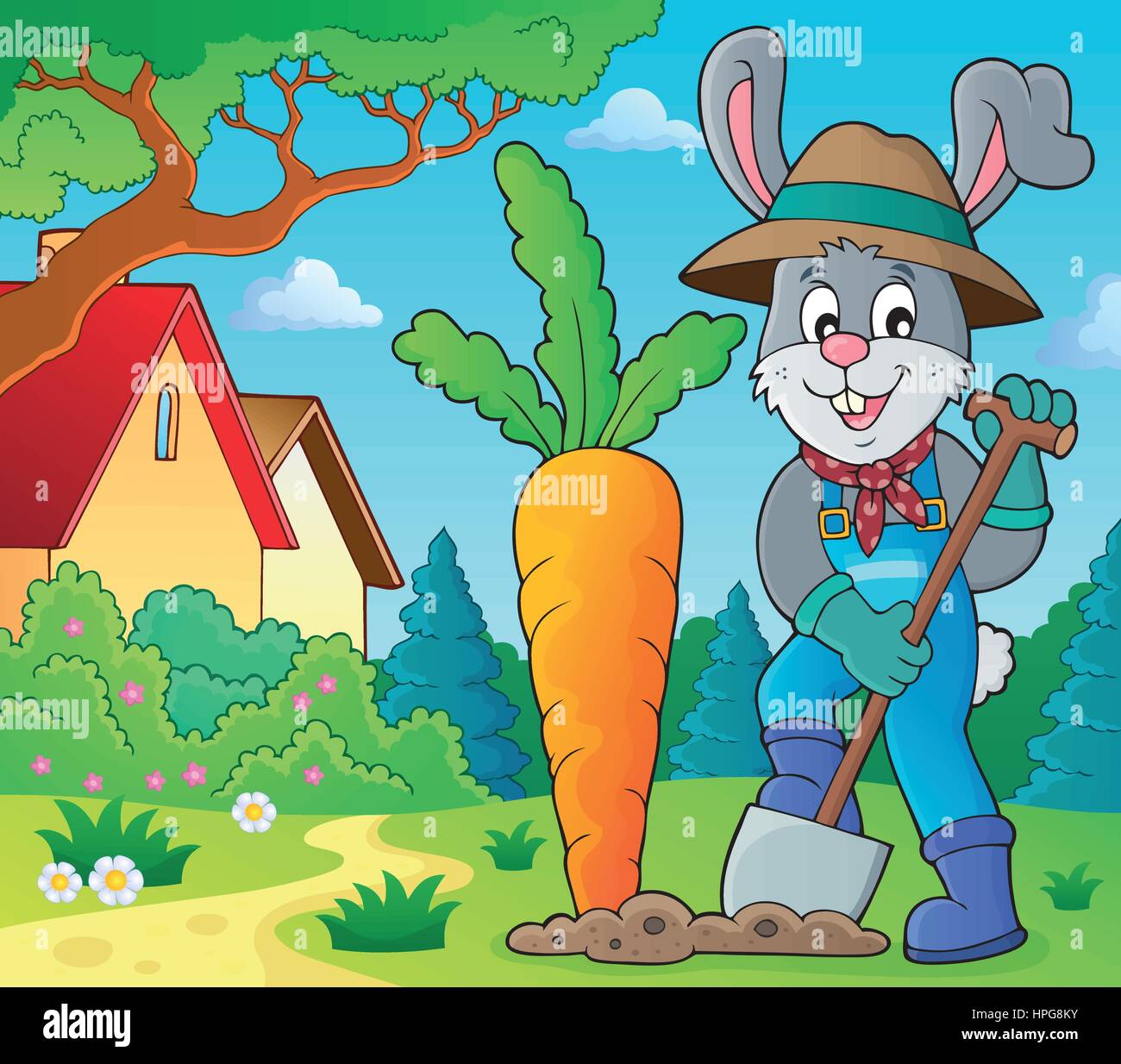 Rabbit gardener theme image 2 - eps10 vector illustration Stock Vector ...