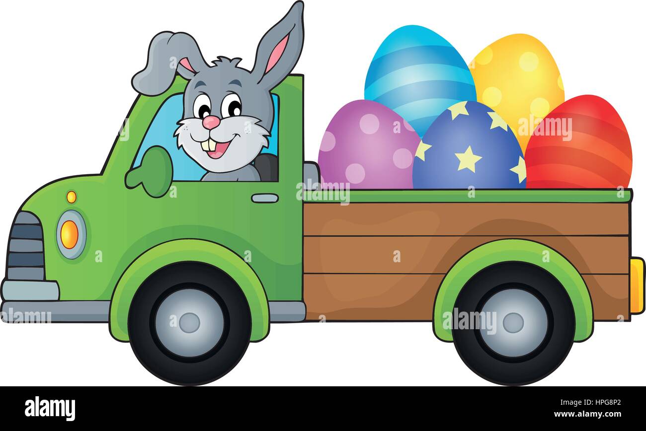 Truck with Easter eggs theme image 1 - eps10 vector illustration Stock ...