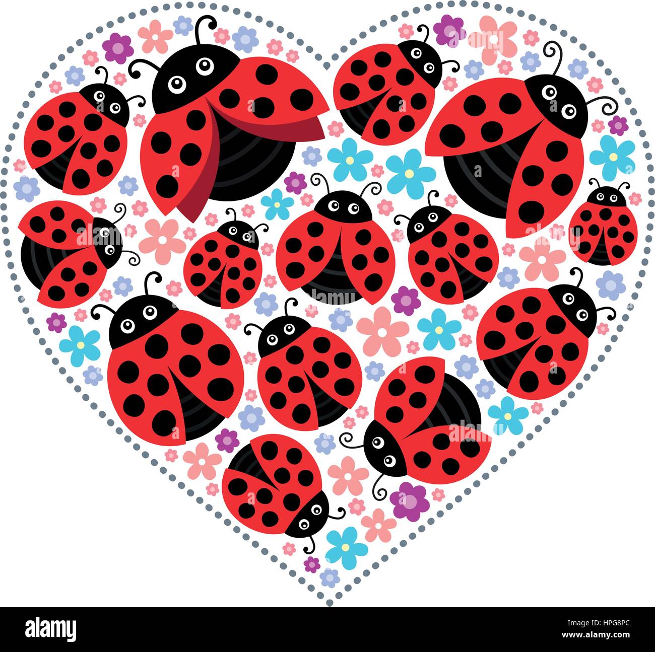 Valentine ladybugs theme image 1 - eps10 vector illustration Stock ...