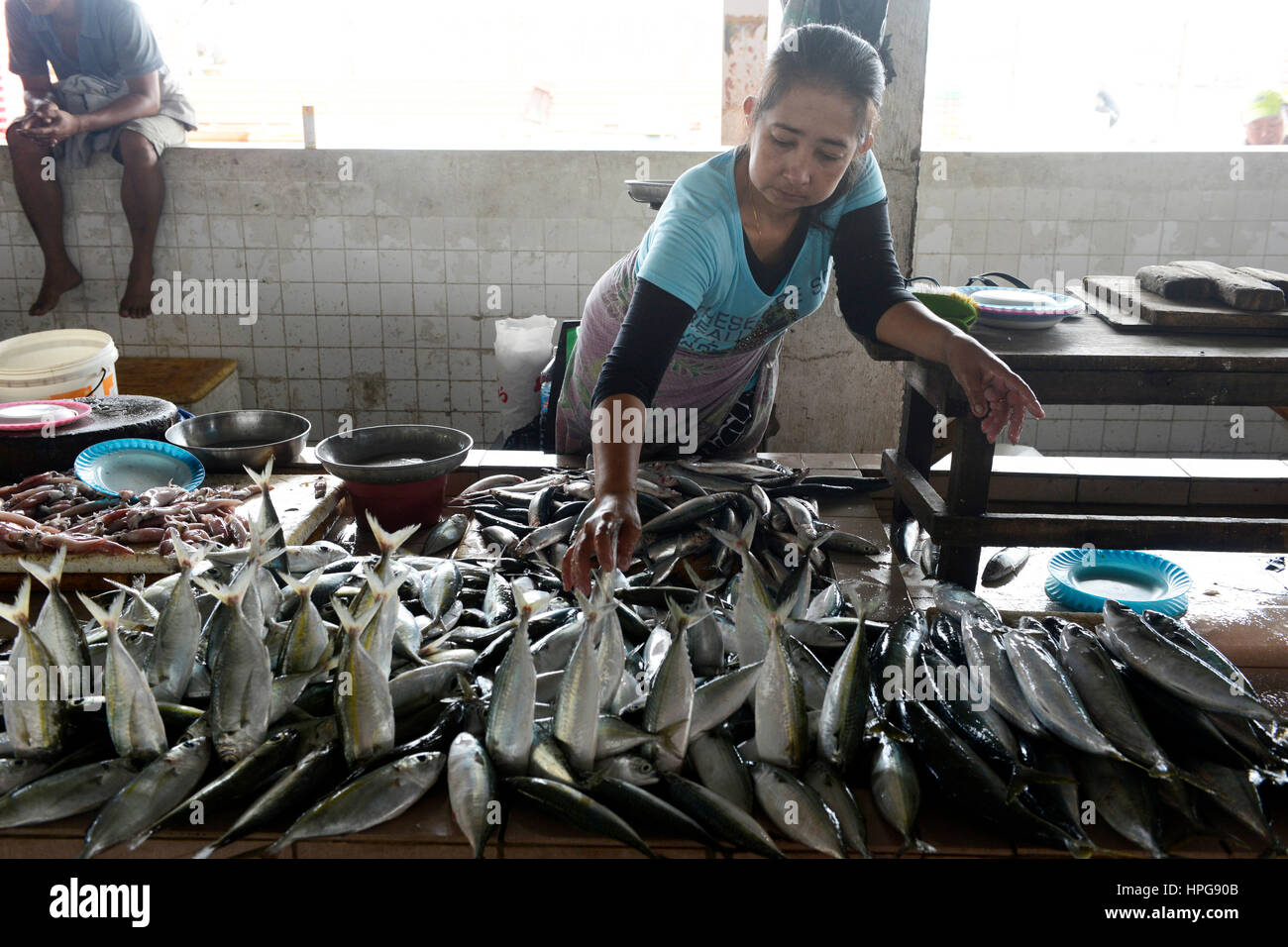 South-East Asia, Malaysia, Borneo, Sabah, Kota Kinabalu, fish market ...