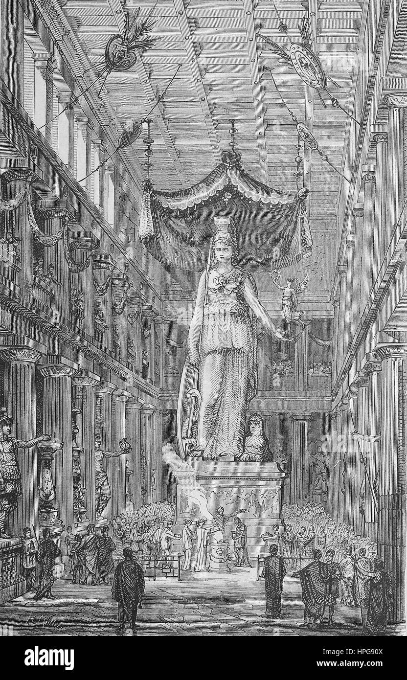 Athena inside the Parthenon in Athens, Greece, Athene im Inneren des ...