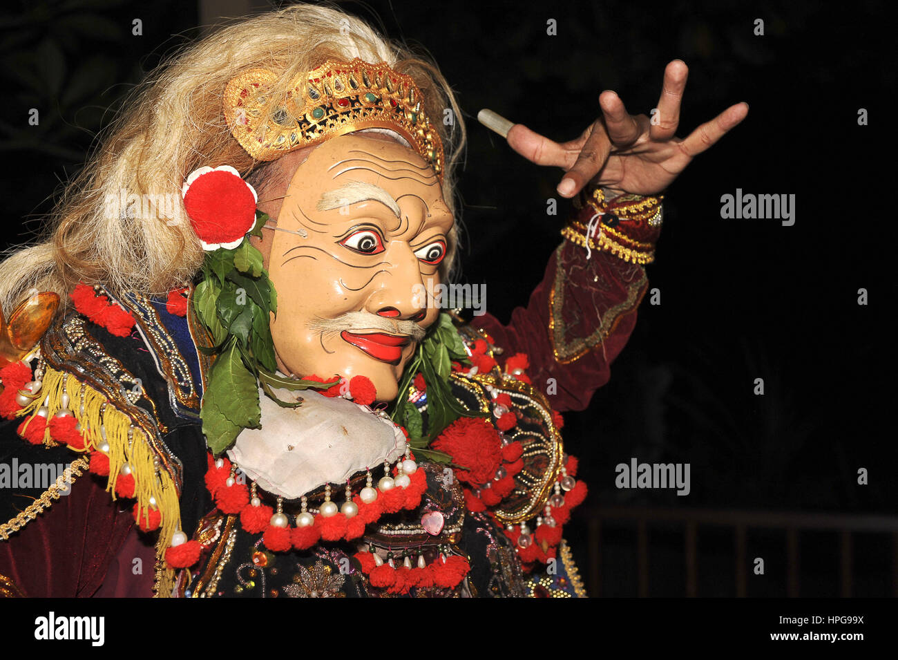 Indonesia, Bali, Amed, spectacle, dance, mask, balinese dancer in the ...