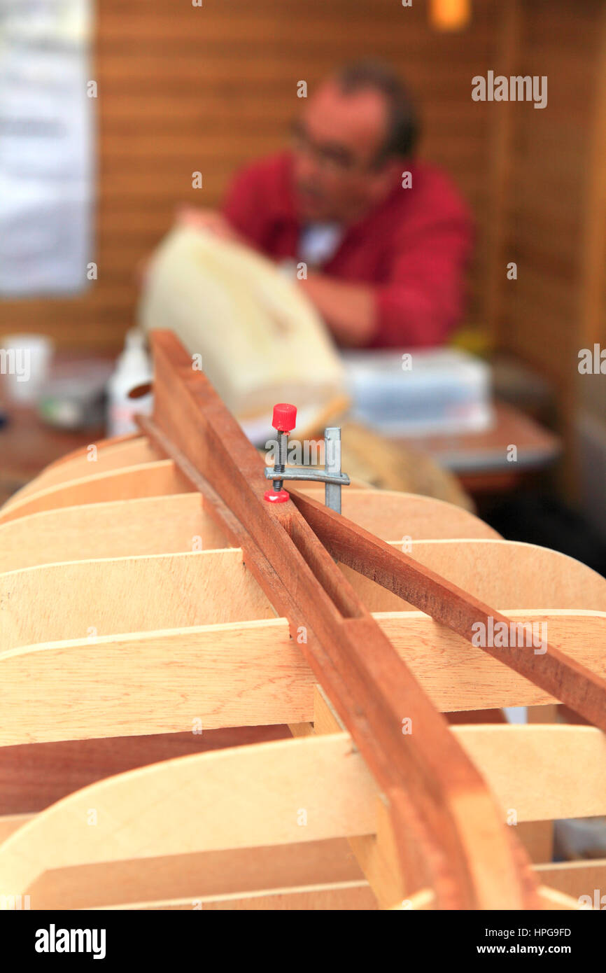 Making of a wooden boat model Stock Photo - Alamy
