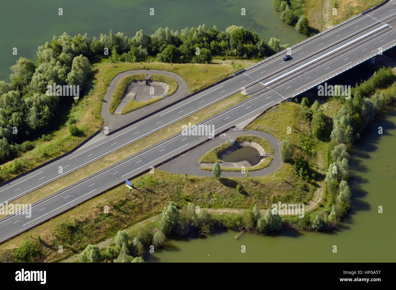 France, Seine et Marne, aerial view of Highway A77 (Tree Highway Stock ...