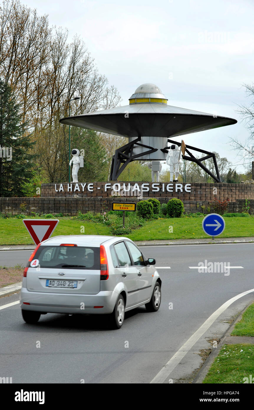 France, Loire-Atlantique, a Space roundabout at the entrance of La Haye ...