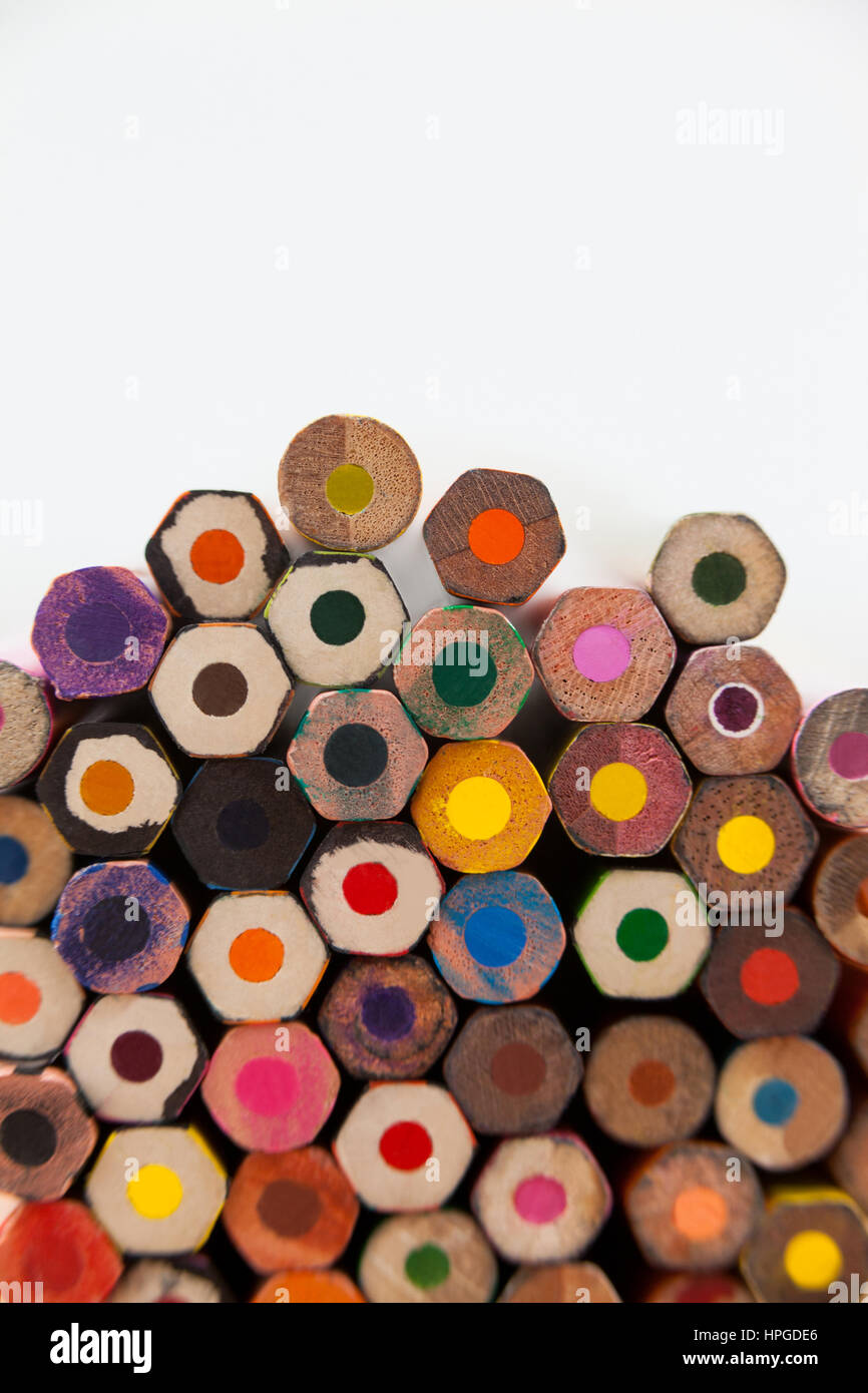 Bunch of colored pencil on white background Stock Photo - Alamy