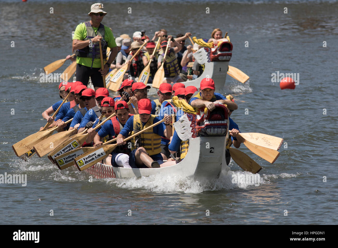 Dragonboat racers at Ping Tom Memorial Park in Chicago Stock Photo - Alamy