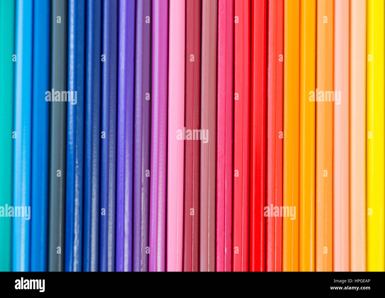Full frame of colored pencil arranged in a row Stock Photo - Alamy