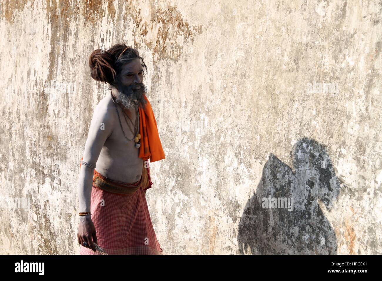 Kathmandu, Nepal. 21st Feb, 2017. A Sadhu, holy man arrives ahead of ...