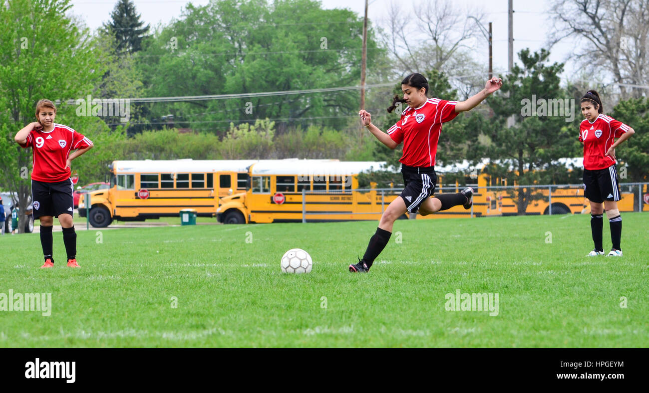 Girls soccer kick hi-res stock photography and images - Alamy