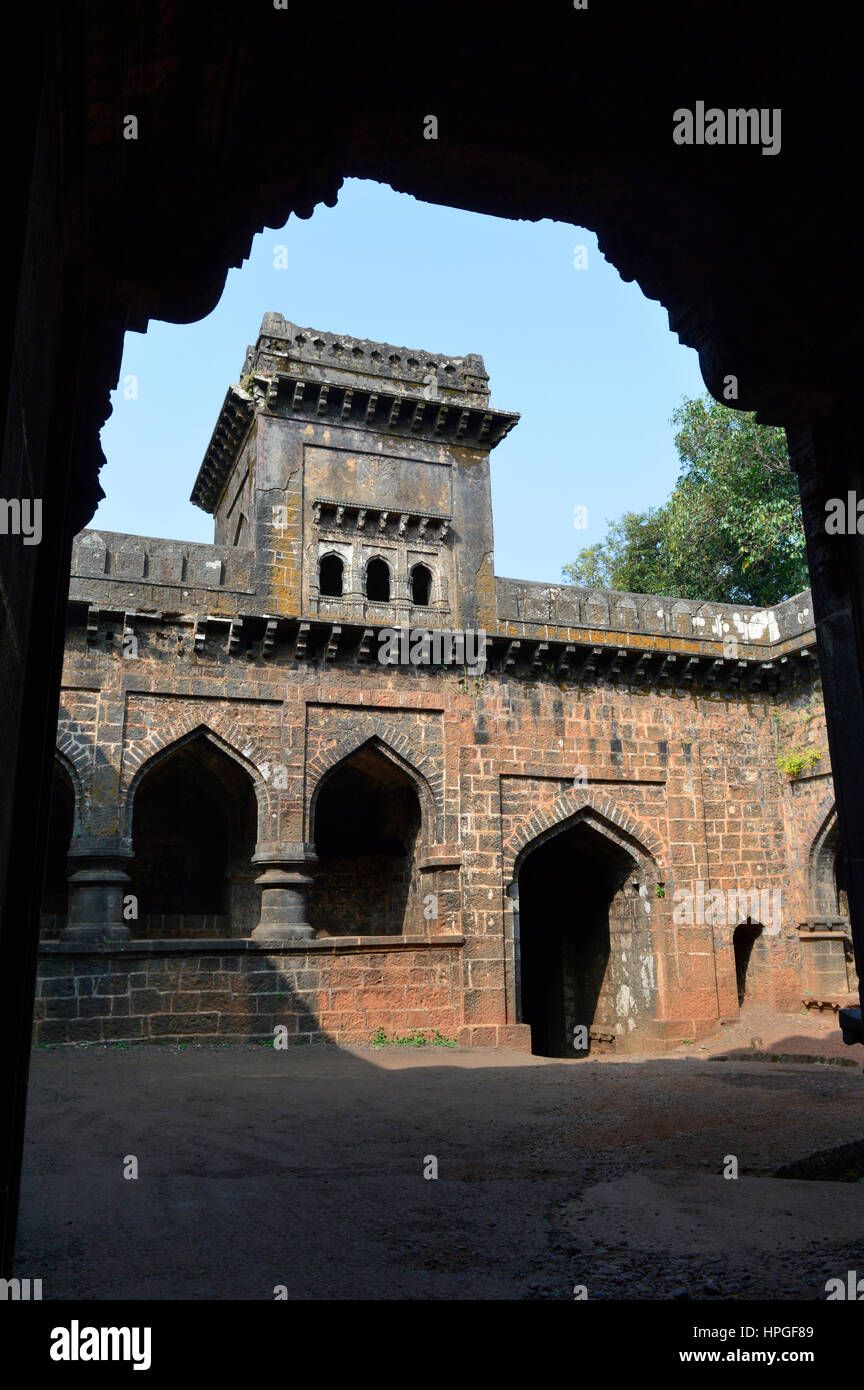 View of Teen Darwaja from a door arch. Panhala Fort, Kolhapur ...