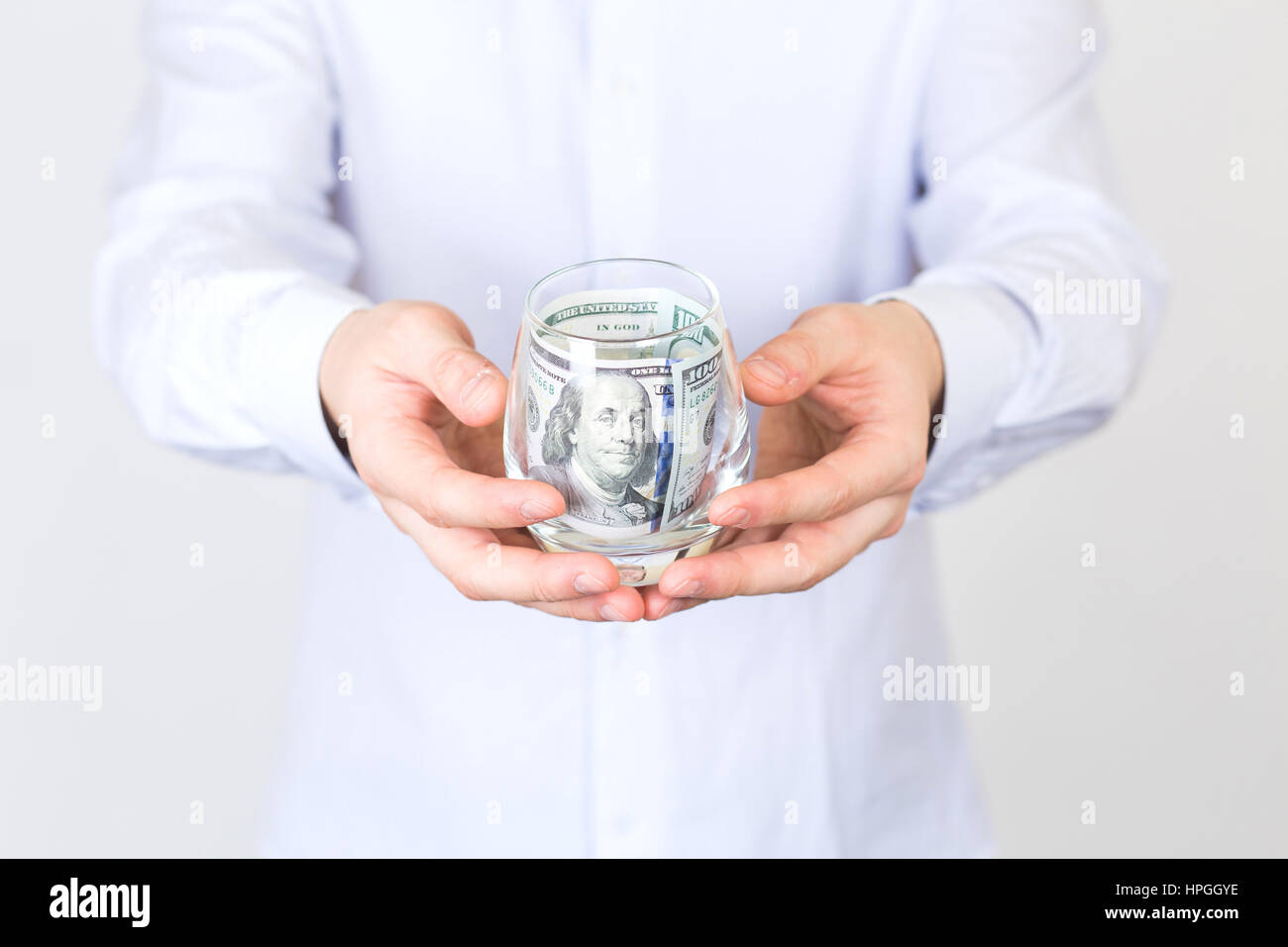 Man holding up empty glass hi-res stock photography and images - Alamy