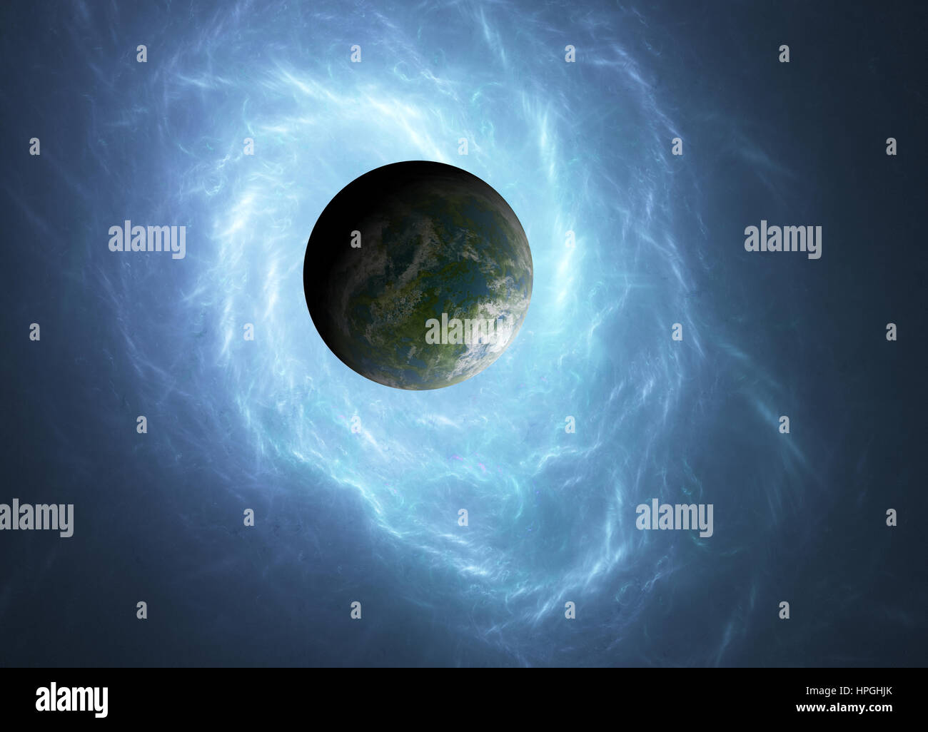 glowing blue curved lines over dark Abstract Background space universe ...