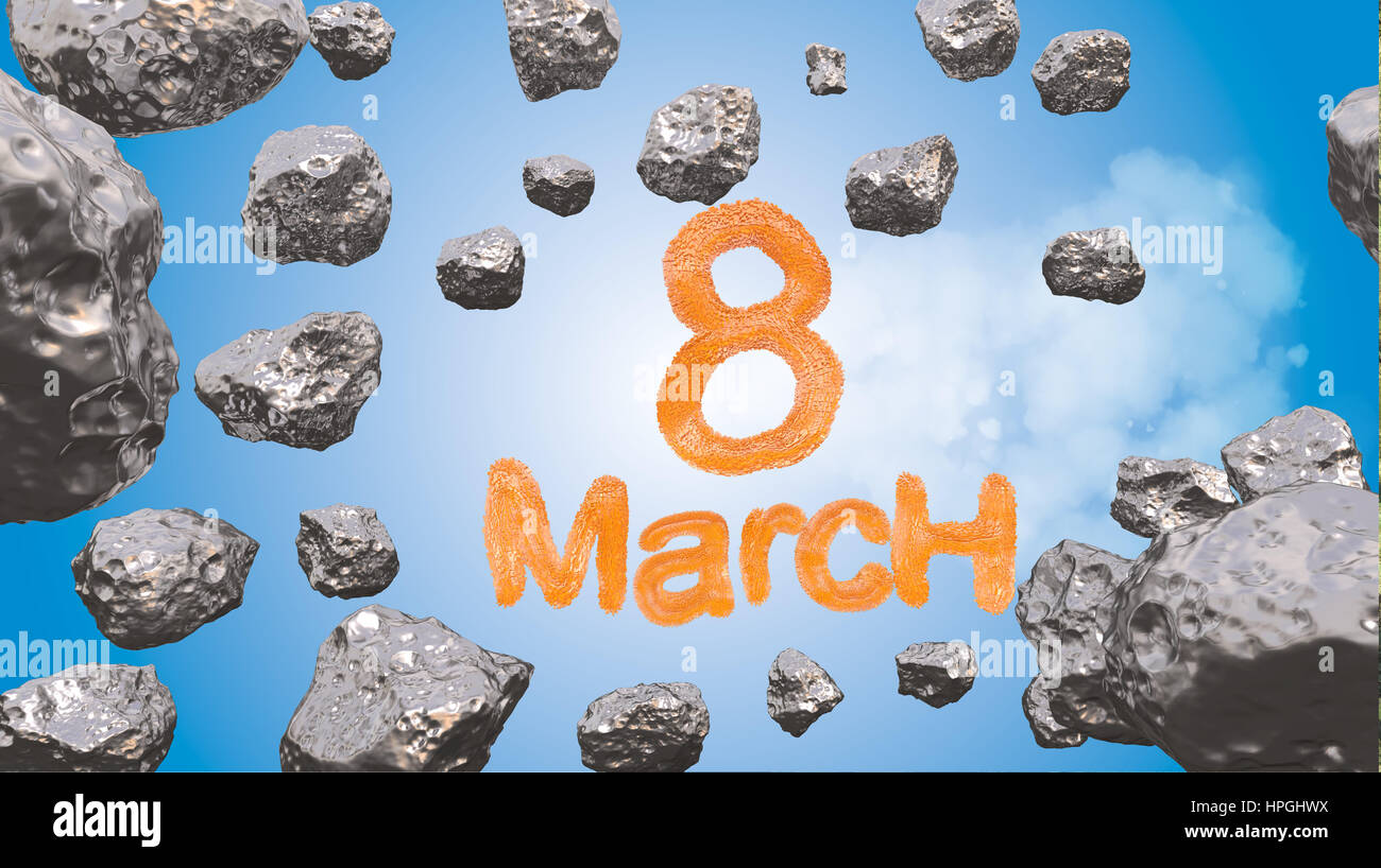 8 March symbol. Figure of eight made of orange city blocks or gur ...