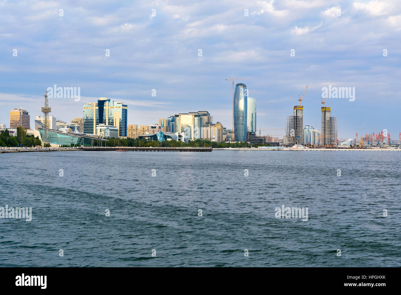 Baku, Azerbaijan - September 10, 2016: View of seaside of Baku from ...