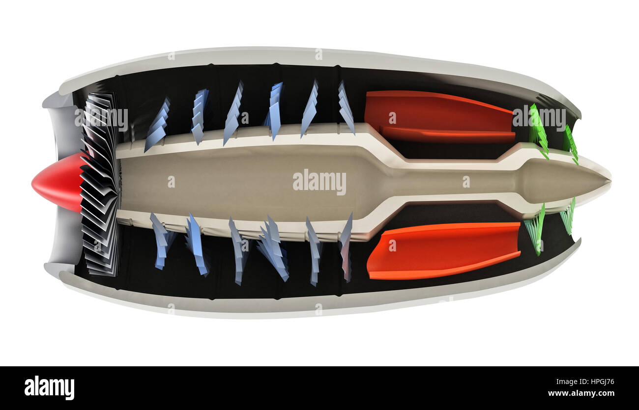 Jet engine cross section showing details 3D illustration Stock Photo ...