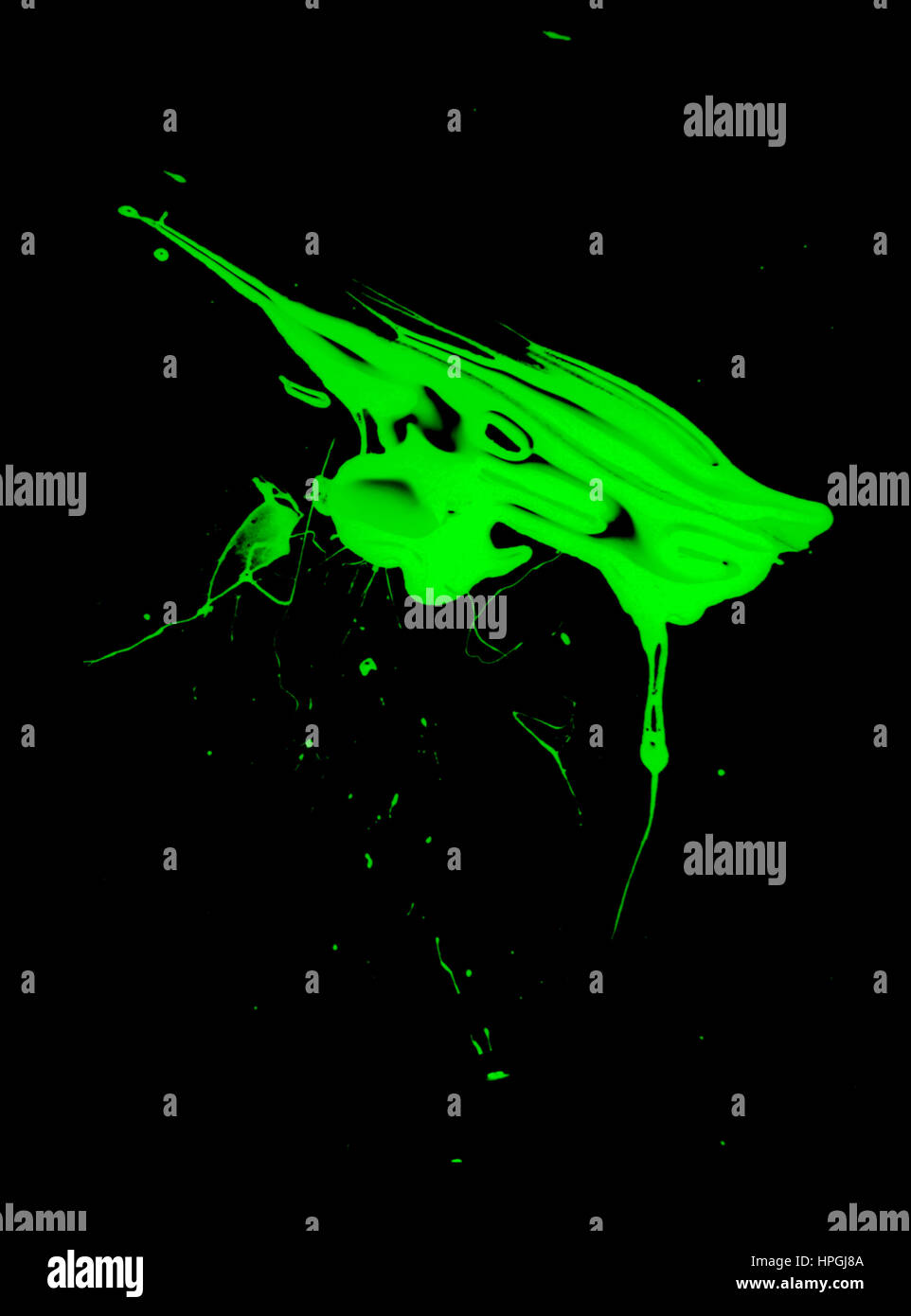 abstract, green blood on black background close up, illustration Stock ...