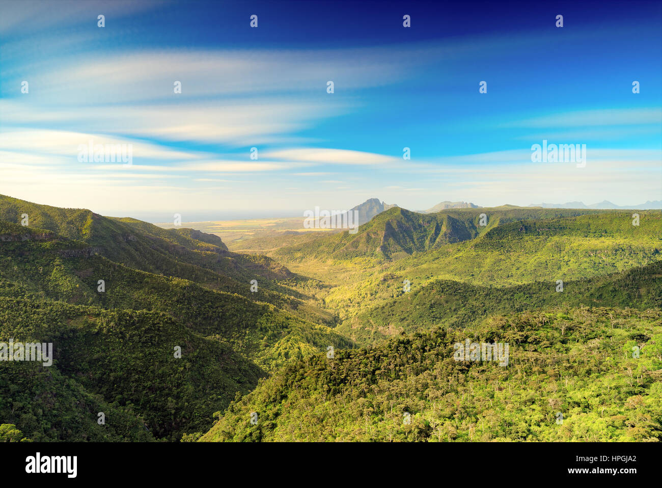 View from the Gorges viewpoint. Black River Gorges national park ...
