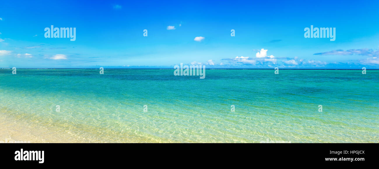 Sandy tropical Wolmar beach at sunny day. Panorama. Mauritius Stock ...