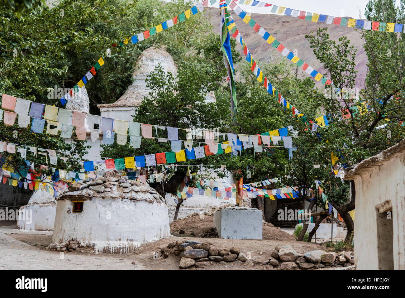 chortens inside buddhist monastery Stock Photo - Alamy