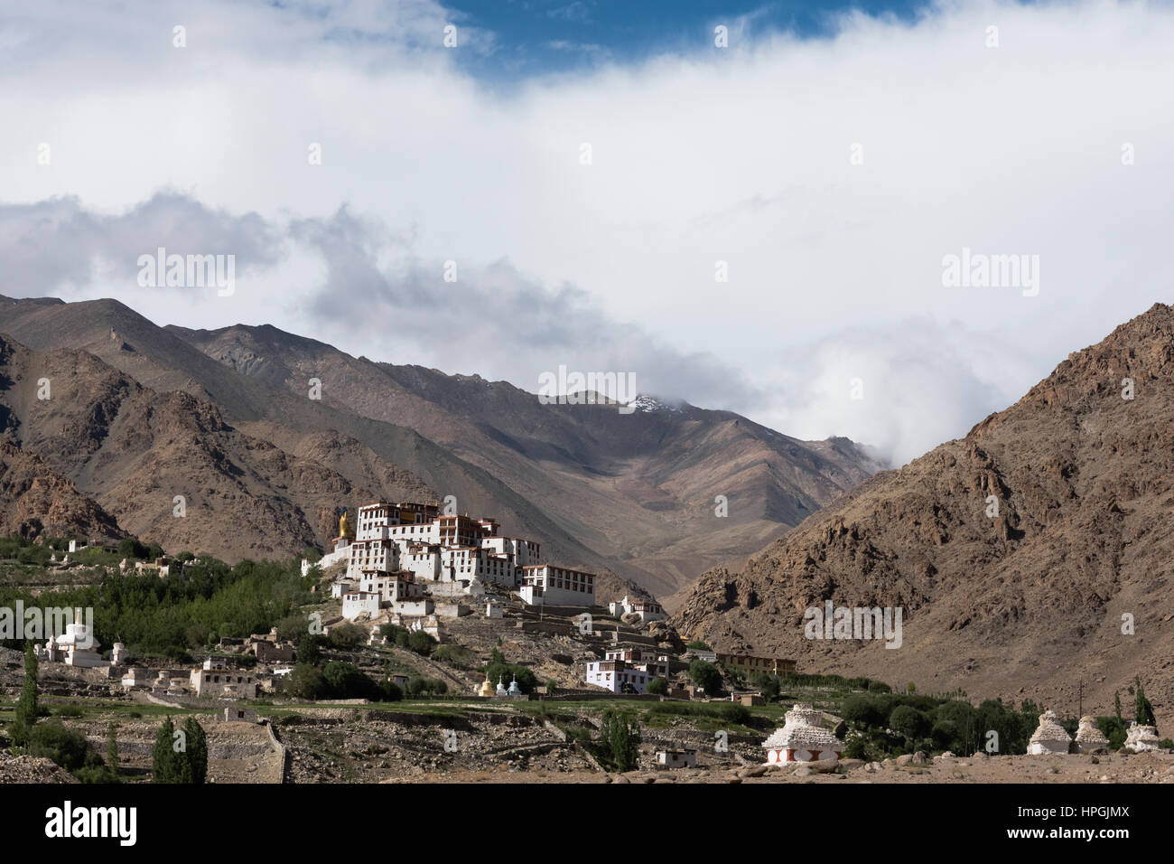 Key monastery in mountain terrain of Ladakh Stock Photo - Alamy