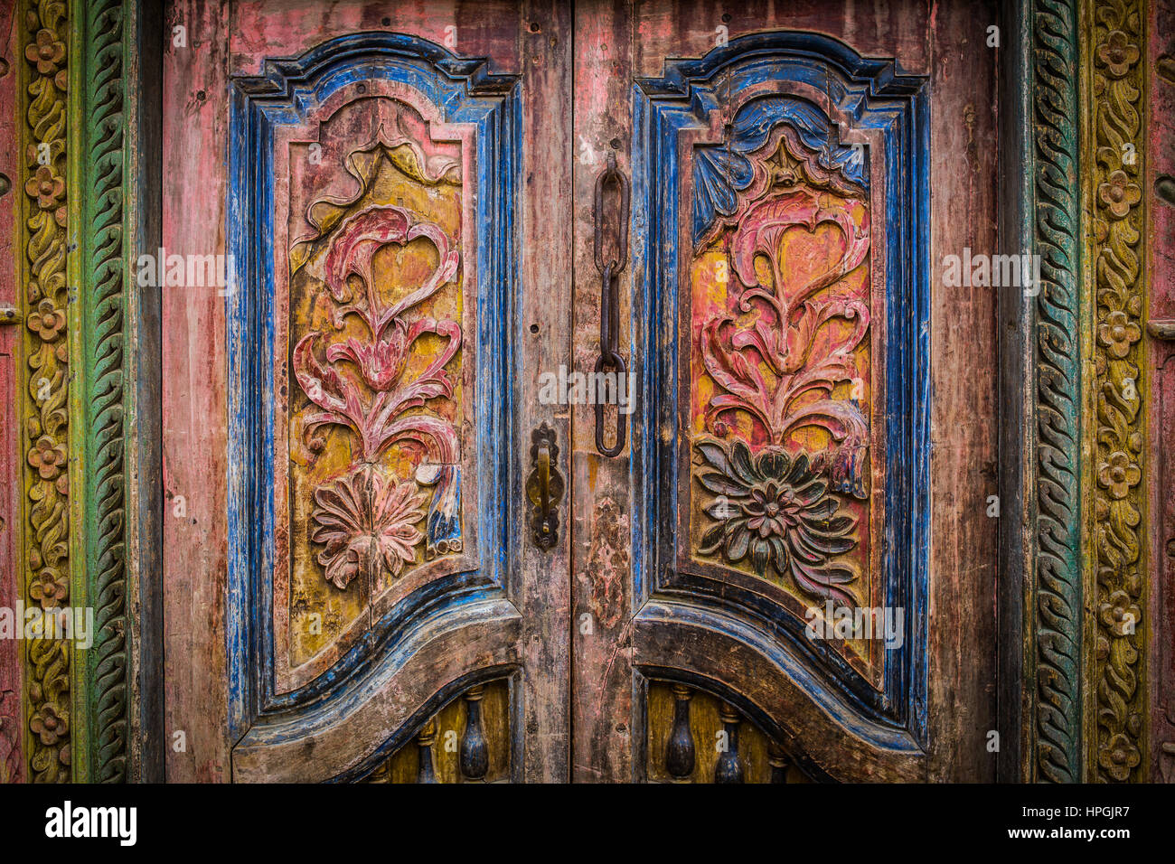 The Cheerful Colorful Engraved Door Stock Photo - Alamy